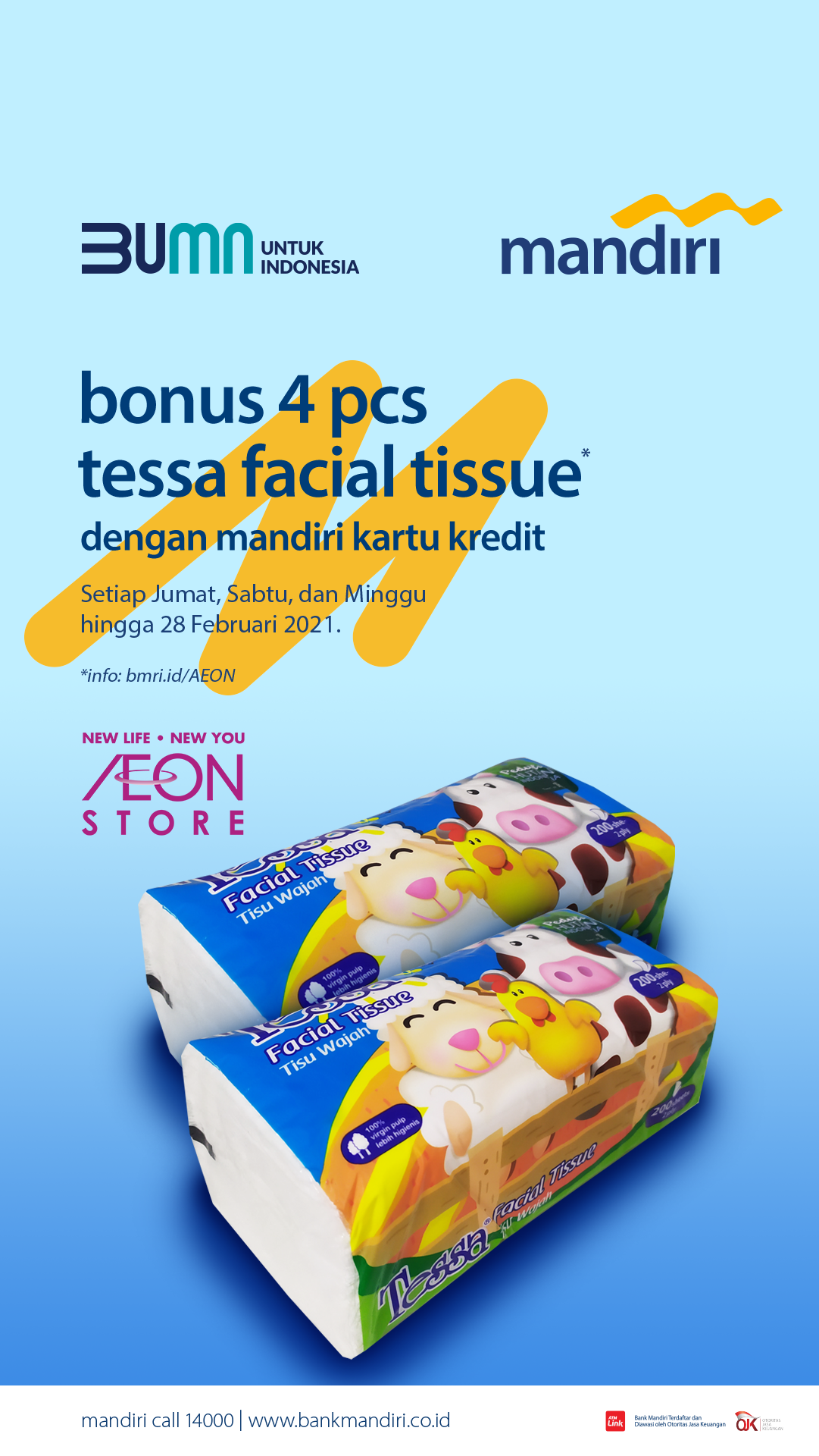 AEON - Bonus 4 pcs Tessa Facial Tissue 200 sheet || Mandiri Kartu Kredit