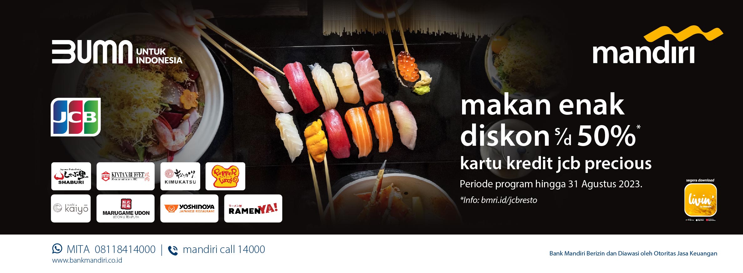 Makan Enak di Resto Pilihan Diskon hingga 50% khusus JCB Precious (bmri ...
