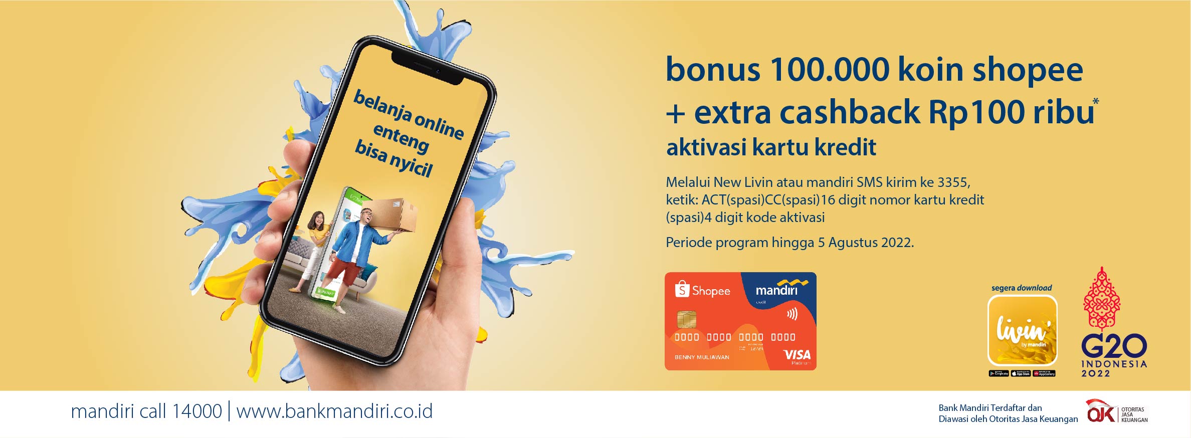 Promo bonus koin Shopee 100ribu & Extra cashback Rp100 ribu untuk Shopee Card Inaktif || Mandiri ...